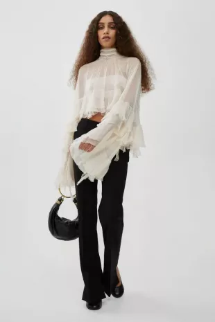 Chloé - High-Low Ruffle Top in Silk Mousseline