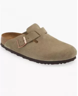Birkenstock - Boston Suede Leather Clogs in Taupe
