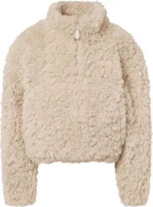 Entire Studios - Beige Fluffy Shearling Half Zip Jacket