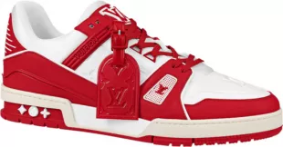 Louis Vuitton - White Monogram & Red LV Trainer Sneakers