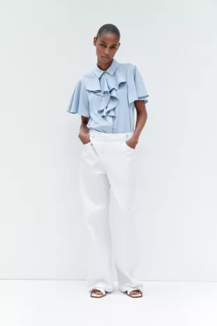Zara - Ruffled Satin Effect Shirt