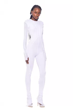 Sami Miro Vintage - Open Seam Catsuits in White Rib