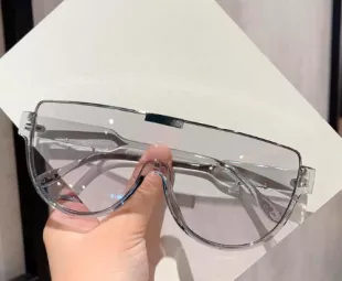 1pair - Women Flat Top Shield Fashion Glasses Street Shades