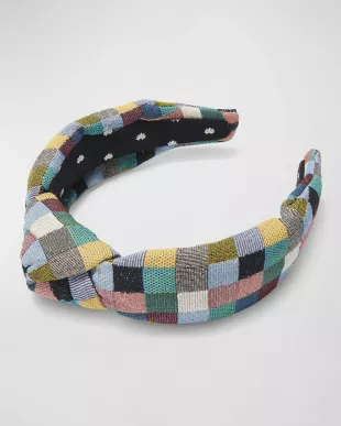 Lele Sadoughi - Multicolor Checkered Knotted Headband