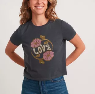 Marine Layer - Graphic Crop Tee In Flower LOve