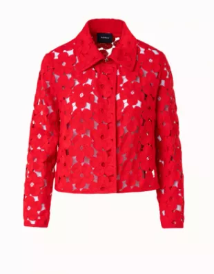 akris - Short Silk Crêpe Jacket with Anemones Embroidery