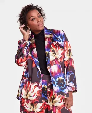 INC International Concepts - Plus Size Printed Blazer