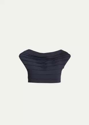 Alaïa - Stretch Panelled Ribbed Off-Shoulder Top