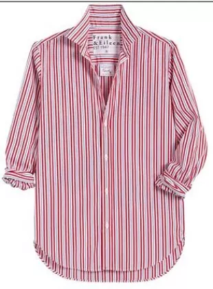 Frank & Eileen - "Stivio" Red & Blue Striped Button Up Shirt