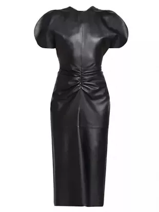 Victoria Beckham - Gathered Leather Midi Dress