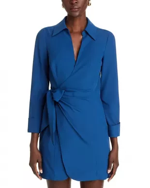 Cinq à Sept - Hunter Side Ruched Long Sleeve Wrap Dress