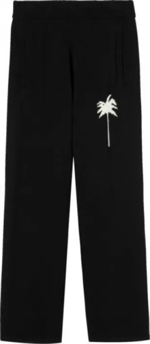 Palm Angels - Black & White Palm Tree Knit Pants