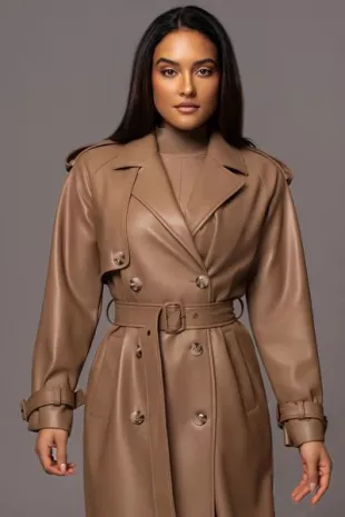 J Lux Label - Tan Odin Faux Leather Coat