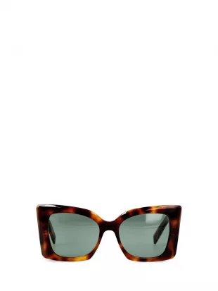 Saint Laurent - Brand Brown Havana Square Frame Sunglasses.