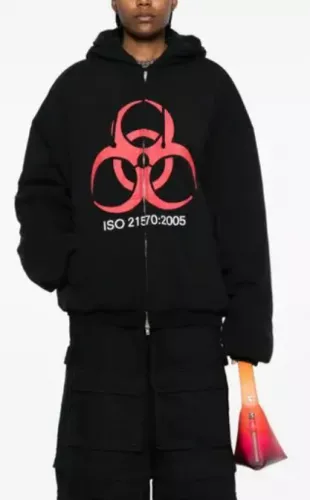 Vetements - Black Biohazard Symbol Zip Hoodie