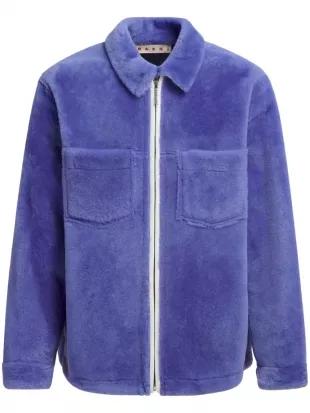 Marni - Periwinkle Blue Shearling Shirt Jacket