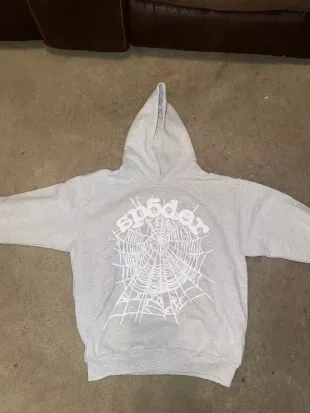 Spider Worldwide - Grey & White Spiderweb Logo Hoodie