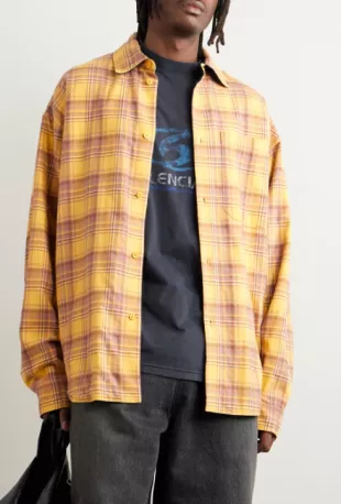 Balenciaga - Yellow & Pink Check Reversible Shirt
