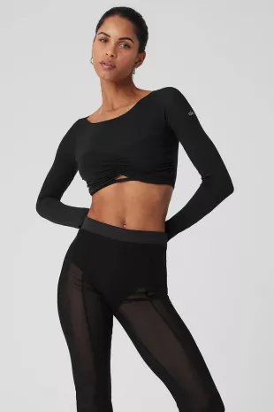 Alo Yoga - Mesh Sheer Illusion Cropped Long Sleeve