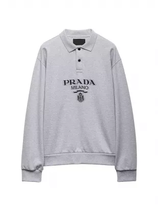 Prada - Grey 'Prada Milano' Long Sleeve Polo
