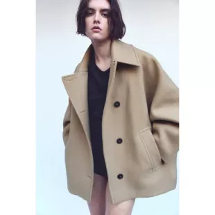 Zara - Zara WOOL BLEND SHORT COAT ZW COLLECTION 199.00