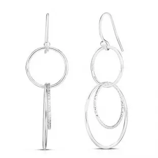verona jewelers - Italian 925 Sterling Silver Fancy Drop Dangle 3 Layer Round Hoop Hook Earrings ...