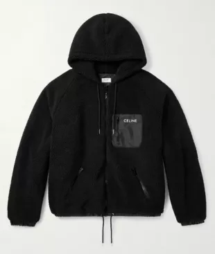 Celine - Black Sherpa Fleece Hooded Jacket