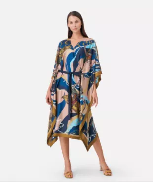 Jim THompson - Slipper Orchid Silk Kimono Kaftan Dress