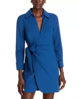 Cinq à Sept - Hunter Side Ruched Long Sleeve Wrap Dress