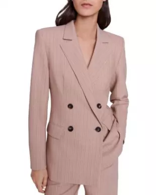 Maje - Double Breasted Striped Blazer