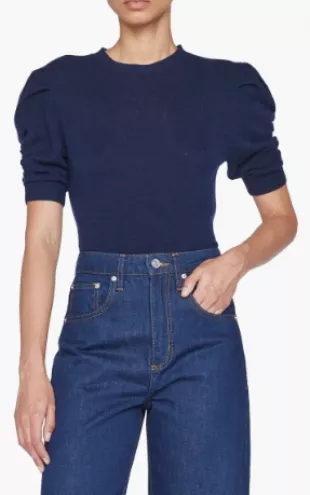 Frame - Ruched Sleeve Recycled Cashmere Blend Sweater