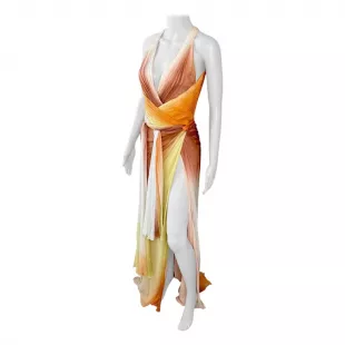 Versace - Versace S/S 2006 Runway Plunging Backless High Slit Ombre ...