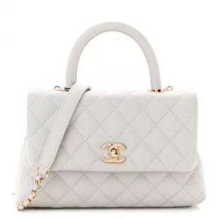 Chanel - Caviar Quilted Mini Coco Handle Flap Light Grey