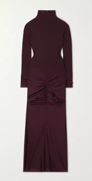 Alaïa - Archetypes Ruched Stretch Jersey Turtleneck Midi Dress