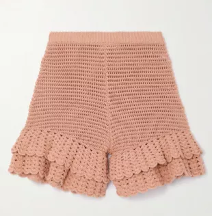Chloé - Ruffled Crocheted Cotton Shorts