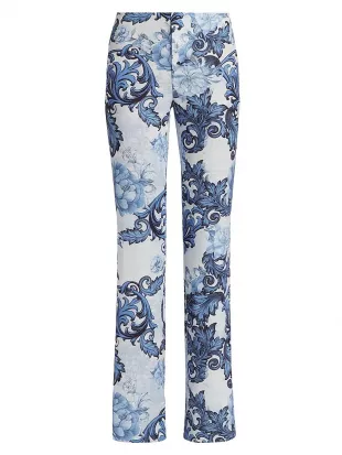 Alice + Olivia - Teeny Printed Flare Bootcut Pants in Scroll Symphony