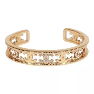 Chanel - Crystal CC Gold Cuff Bracelet