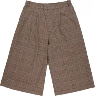 424 - Brown Check Wide Leg Cropped Pants