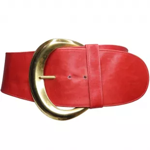 Donna Karan - Red Leather w/ Goldtone Buckle