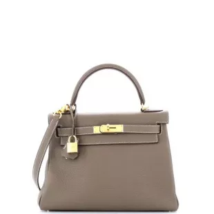 Hermès - Taupe Leather Kelly Bag.