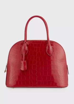 The Row - Lady Bag in Shiny Alligator Burgundy