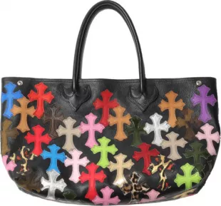 Chrome Hearts - Black & Multicolor Allover Crosses Tote Bag