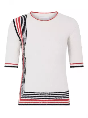 rabanne - Button-embellished Striped Cotton-blend Chenille Sweater