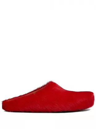 Marni - Red Fur Fussbett Sabot Slippers