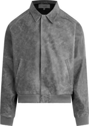 Hudson Jeans - Grey Marble Leather Bomber Jacket