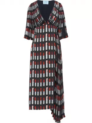 Prada - Lipstick Print Twill Dress