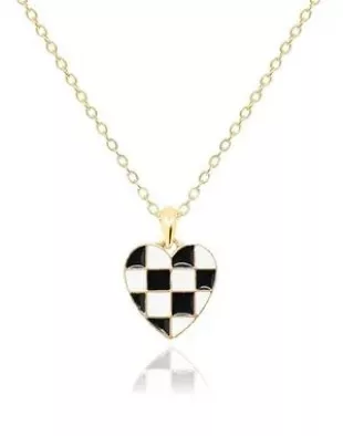 Museqve - Checkered Flag Heart Necklace