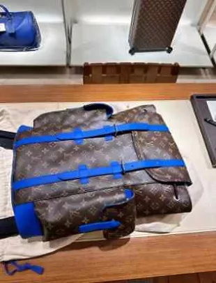 Louis Vuitton - Brown Monogram & Blue 'Christopher' Backpack