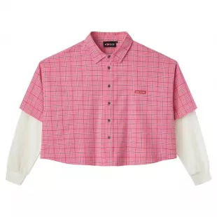 Gold+Vintage - Pink Check Thermal Layered Shirt