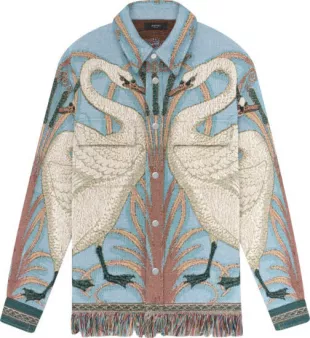 Amiri - Light Blue Swan Tapestry Overshirt